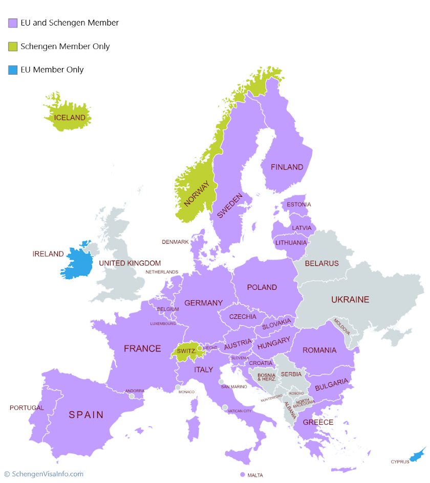 Schengen Area Countries - Schengen Agreement, Visa Information
